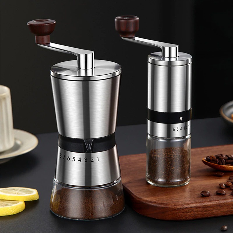 Portable Manual Coffee Grinder hand Coffee Mill with Ceramic Burrs 6/8 ...