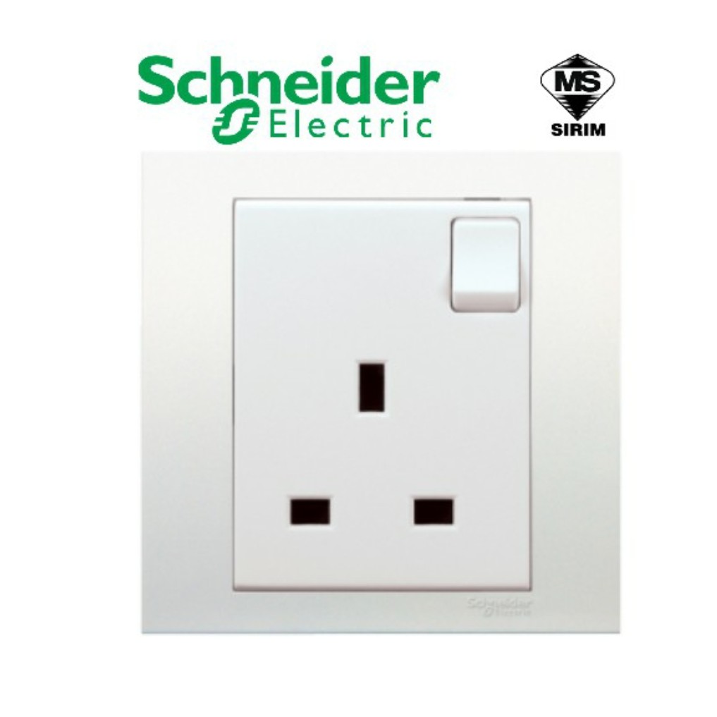 Schneider Vivace 13A 250V 1 Gang Switched Socket - White | Shopee Malaysia
