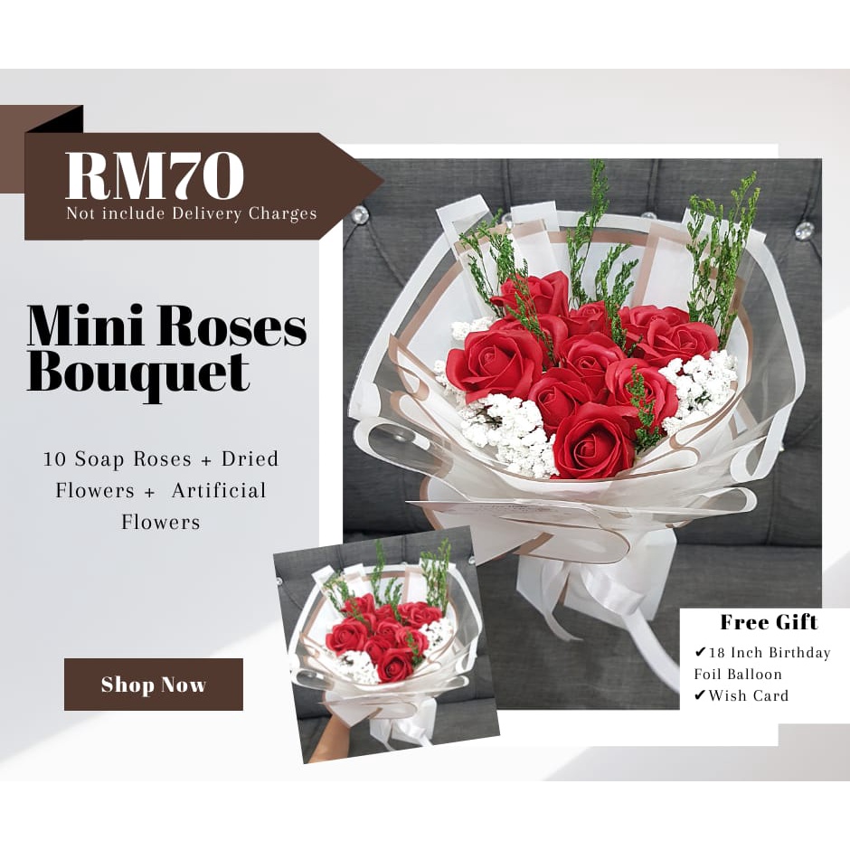 (READY STOCK) Mini Roses Bouquet | Shopee Malaysia