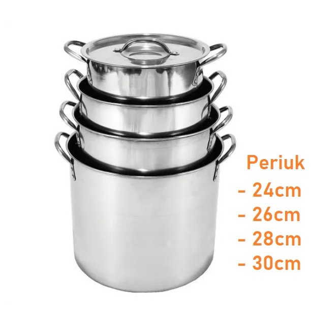 Stainless Steel Stock Pot Periuk Sup (24cm/26cm/28cm/30cm) Cooking Soup ...