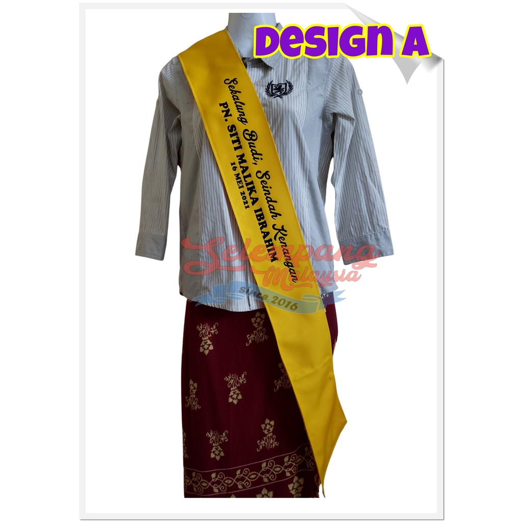 DESIGN A- Selempang Selendang Sash Bertulis Nama Jenis Kain Simple ...