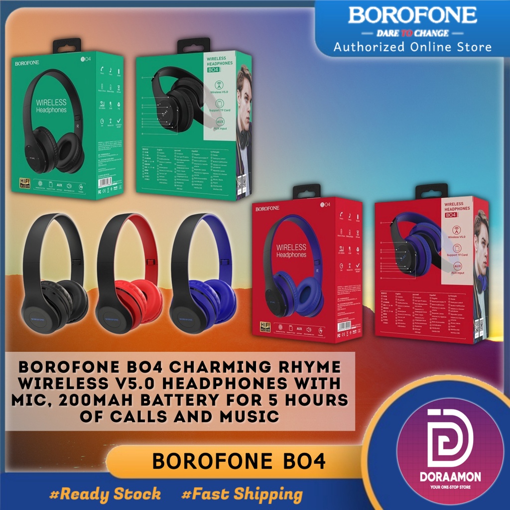 BOROFONE BO4 Charming rhyme wireless V5.0 headphones with mic 200mAh ...