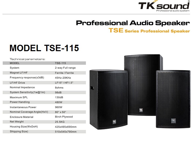 [TK SOUND] TSE-115 15" PROFESSIONAL SPEAKER(1 Unit) | Shopee Malaysia