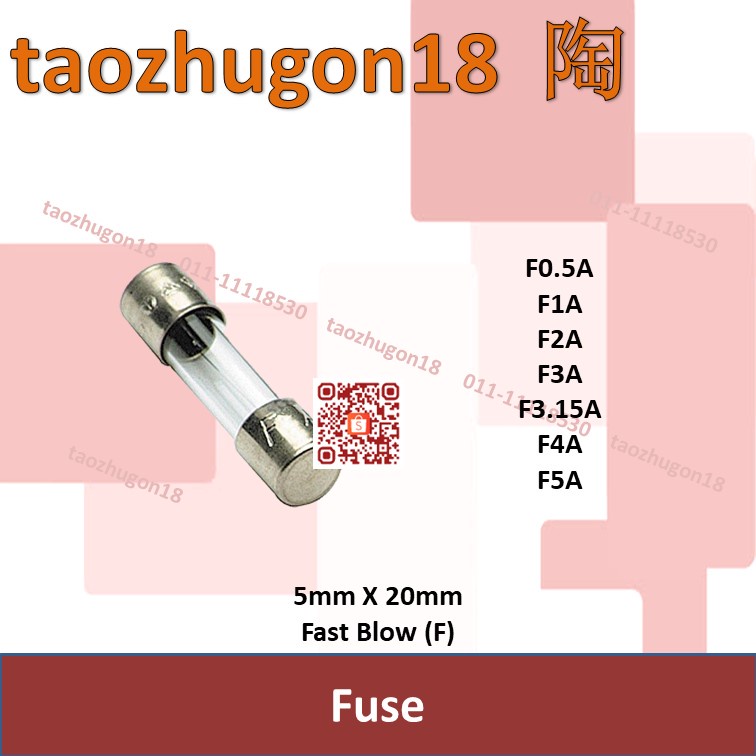 [3 Pcs] Glass Tube Fuse Fius 5mm X 20mm Fast Blow | F0.5A F1A F1.5A F2A ...