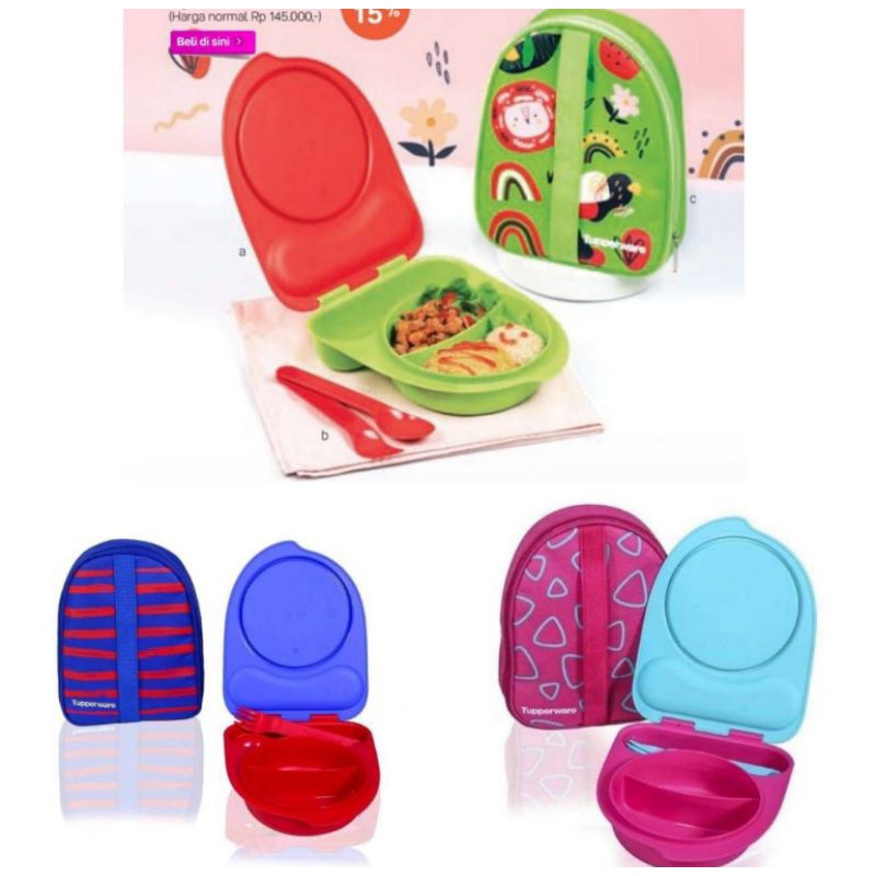 Tupperware Kiddos lunch Kids Divided Lunch Set with cutlery | Shopee ...