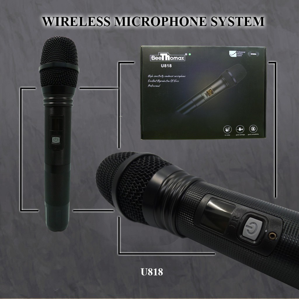 BEETHOMAX U818 PPL DUAL 200 CHANNEL PROFESSIONAL WIRELESS MICROPHONE ...