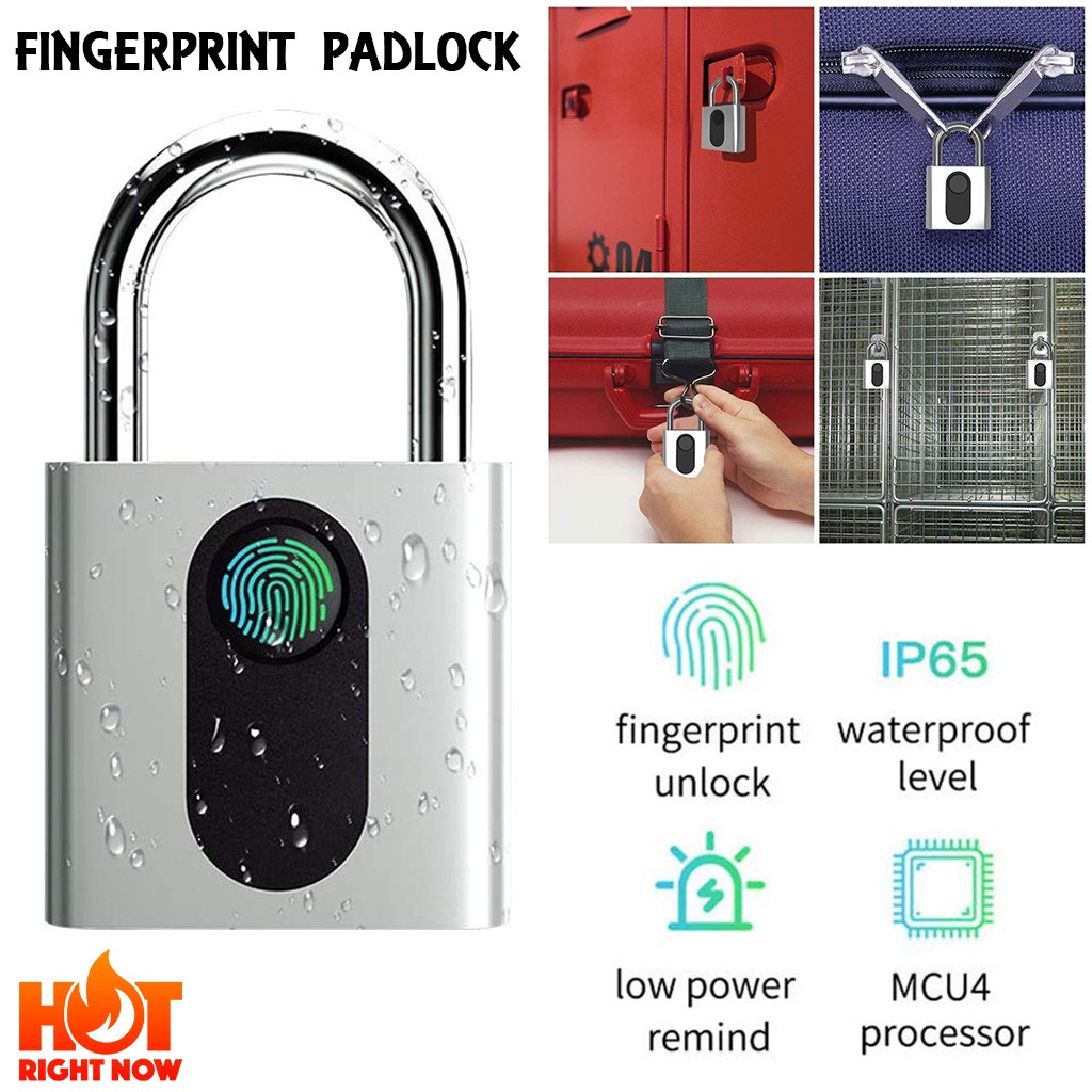 New IP65 Waterproof Keyless Smart Travel Fingerprint Padlock Lock For ...
