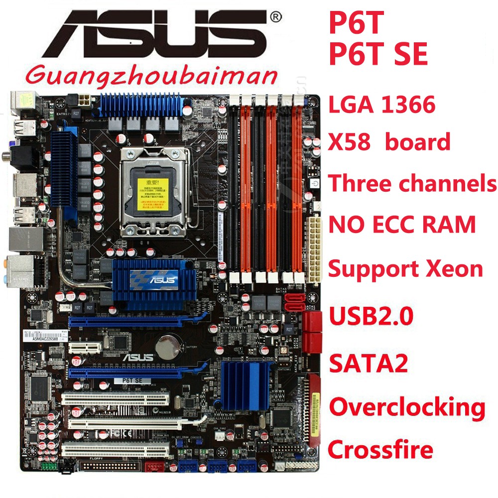 Used gaming motherboard / asus p6t se original motherboard intel socket ...
