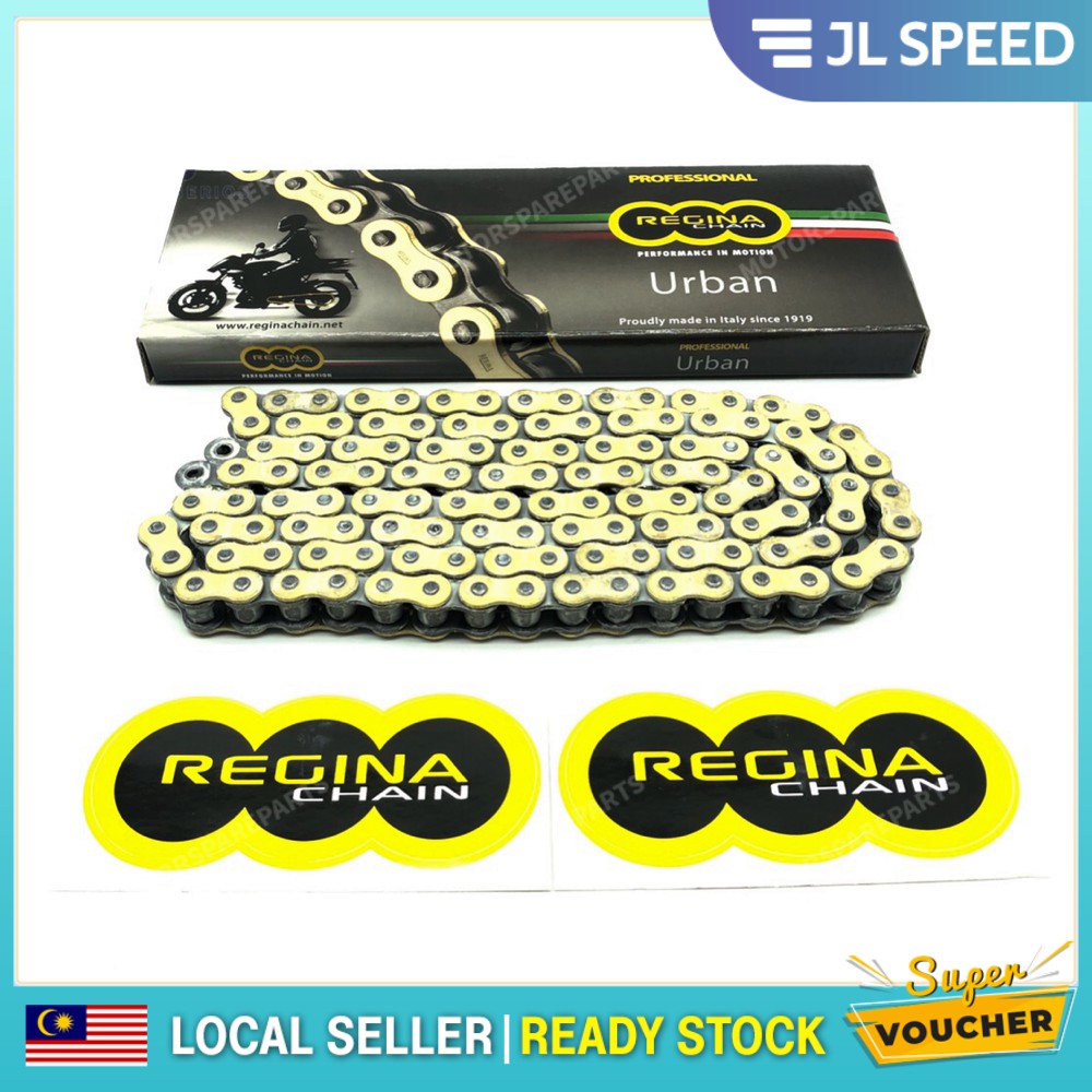 100% ORIGINAL REGINA ITALY GOLD CHAIN RANTAI EMAS 428 HEAVY DUTY 428H X ...