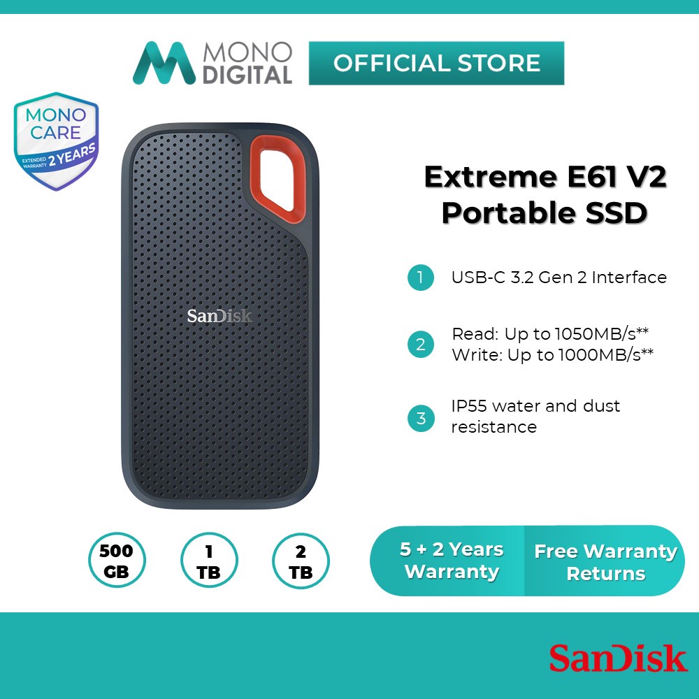SanDisk Extreme Portable SSD (E61/E81/ E30) External SSD with USB-C 3.2 ...