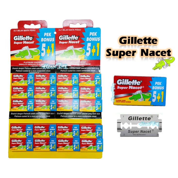 Gillette Super Nacet Razor Blades 5+1 Blades (20 boxes) | Shopee Malaysia