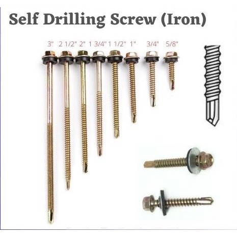 Hex Self Drilling Screw /Skru Bumbung #10 x 3/4", 1", 1-1/2", 2", 2-1/2 ...