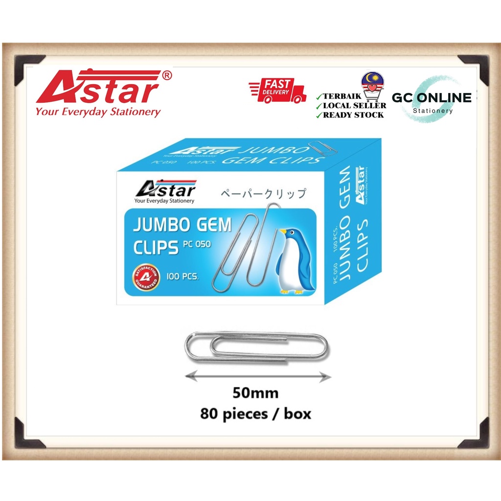 Astar 50mm Jumbo Paper Clip / Giant Paper Clip / Klip Kertas 50mm ...