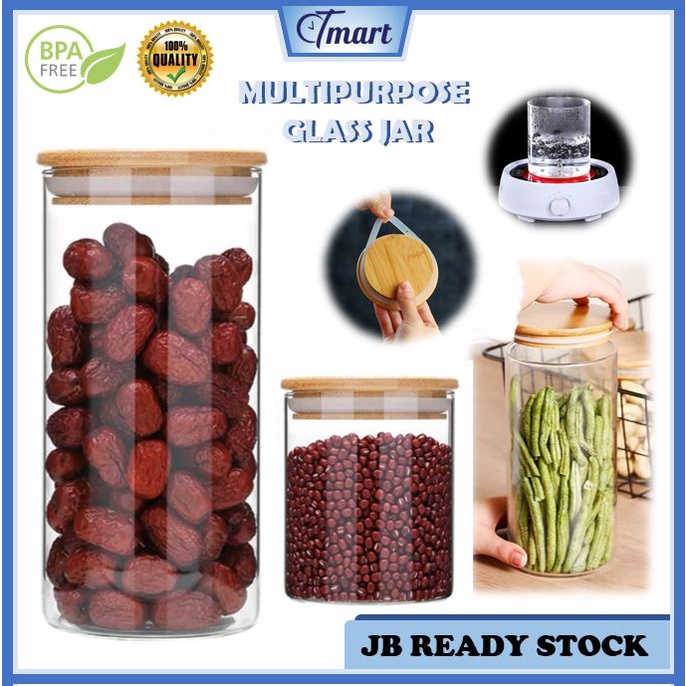 Multi-purpose Glass Jar Food Storage Jar| Seasoning Airtight Jar| Bekas ...