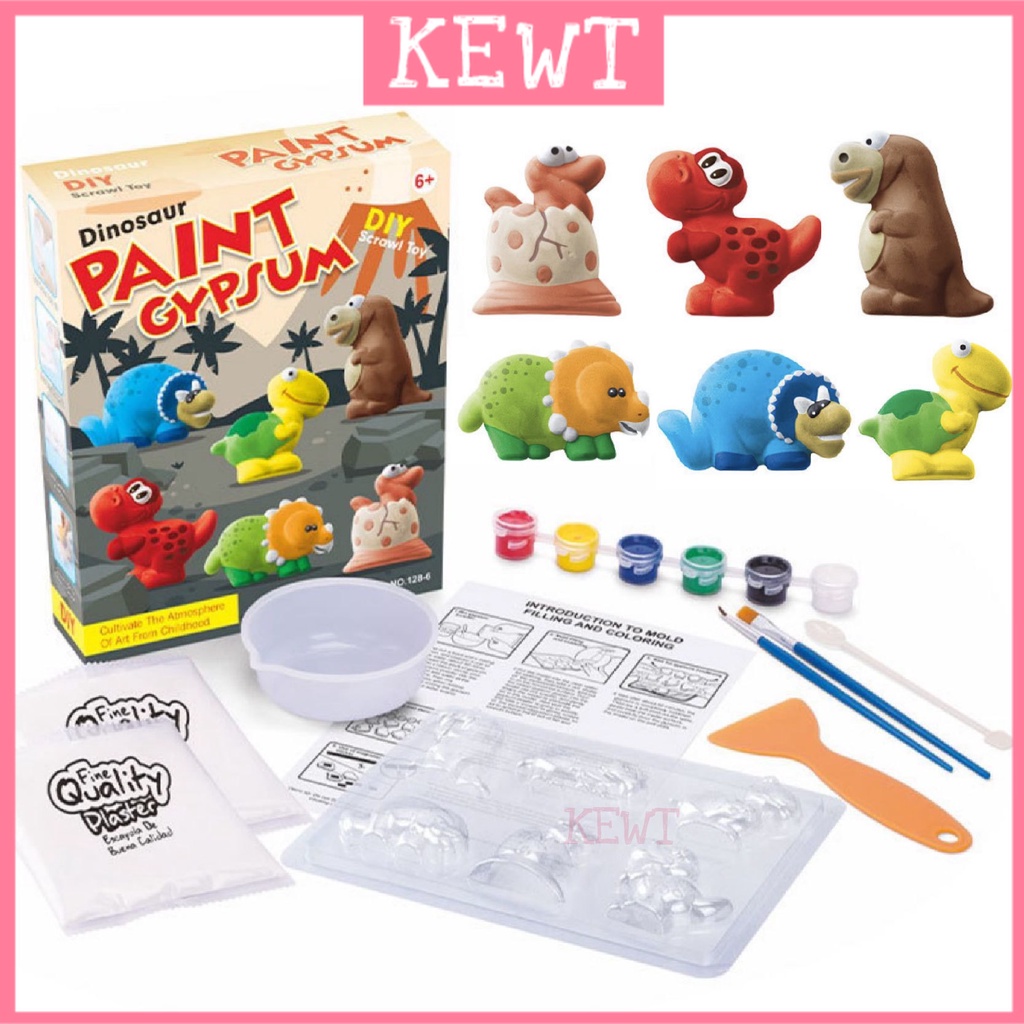 Kewt 3D DIY Kit Paint Colouring Painting Kids Mold Dinosaur Clay Art ...