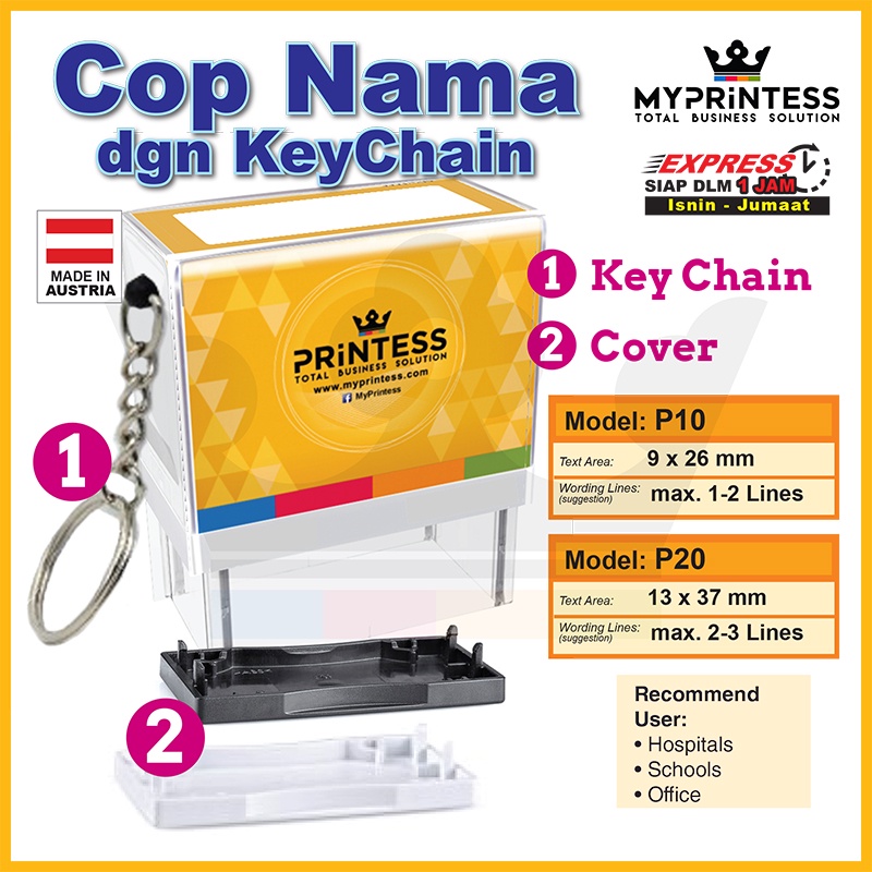 New Personalized Self-Inking Rubber Stamp Colop P10 / P20 with Keychain ...