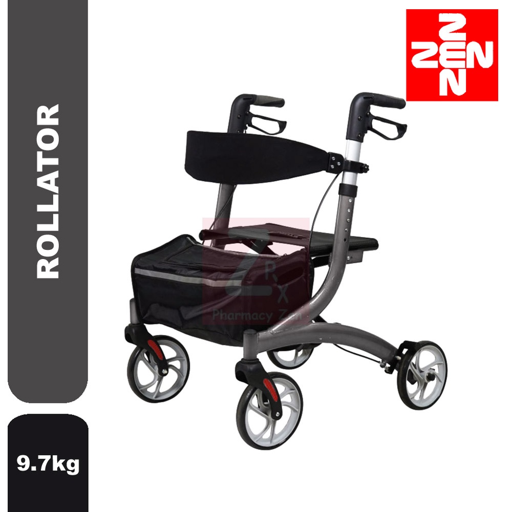 Rollator Walker Adjustable Compact 4Wheel Medical Rolling Mobility Aid ...