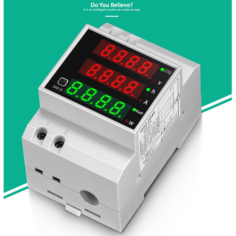 Mini liquid crystal digital display electric meter rail electric meter ...