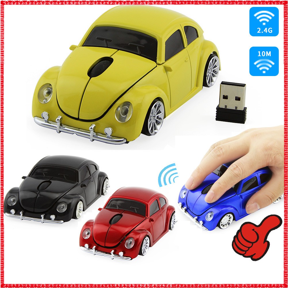 2.4G Beetle Car Shape Wireless Mouse Mini Creative Cute Cartoon Mice ...