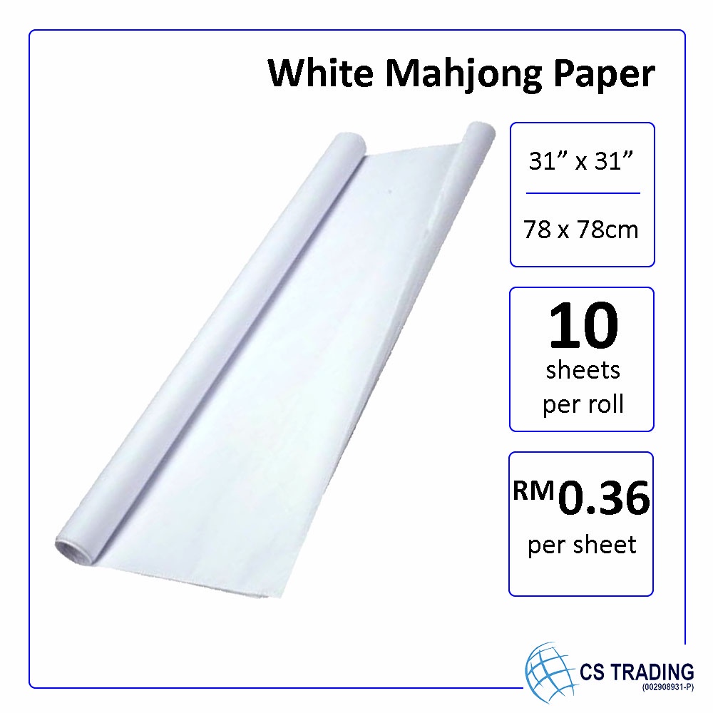 10 pcs x Mahjong Paper 50gsm - 31" x 31" / White Mahjong Paper Roll ...