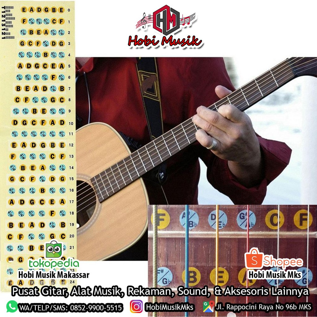 Guitar fretboard Note Map Fret Sticker Labels For All Guitars | BeeCost