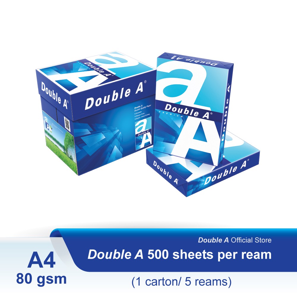 Double A A4 Paper 80gsm (1 carton / 5 reams) | Shopee Malaysia