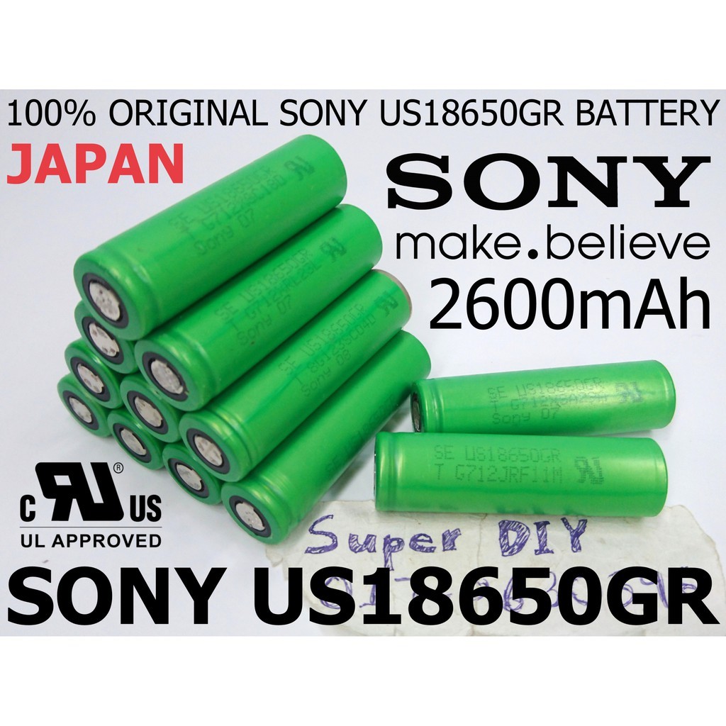 Sony US18650GR US 18650 GR 3.7V 4.2V 2600mAh Lithium ion Rechargeable Li-ion Battery repair ...