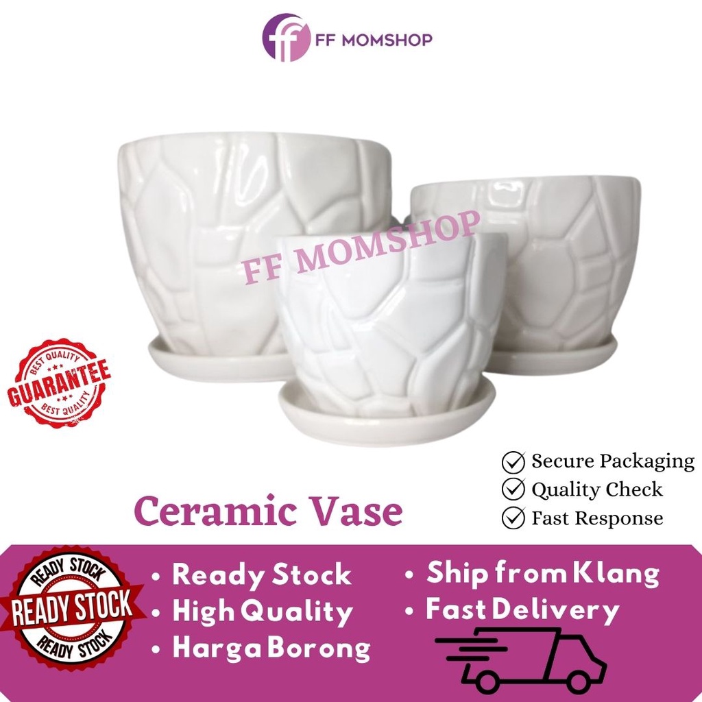 Exclusive Ceramic Flower Pot Big Size White Vase Pasu Orkid Seramik ...