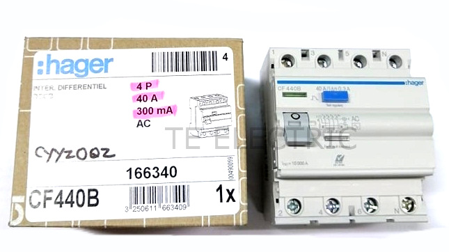 HAGER 40A / 63A / 100A 4 POLE 300MA ELCB RCCB CF 440B / 463B / 484B ...