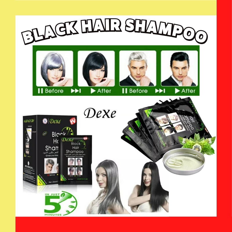 DEXE Color Shampoo Black Hair Dye (10sachet x 25ml) Malaysia Ready ...