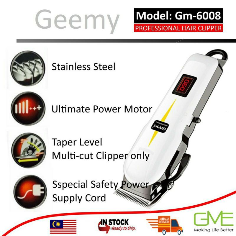 Geemy GM 6008 Professional Hair Clipper Rechargeable Hair Trimmer Men ...