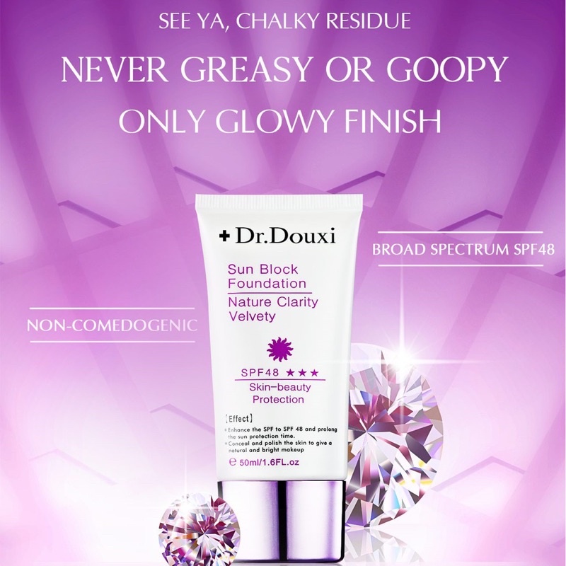 Dr Douxi Sunblock Foundation SPF48 Nature Clarity Velvety Sunscreen Cream UV Protection Skincare ...