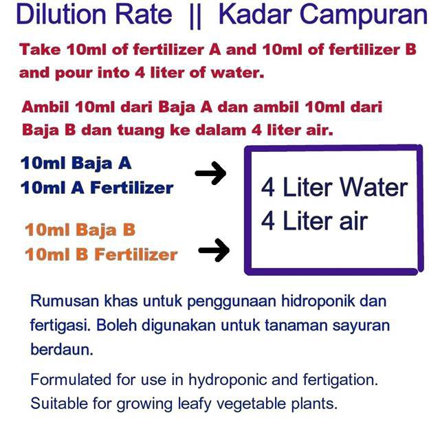 2L Baja AB / 400L [Leafy] Hydroponics Solution / AB Fertilizer ...