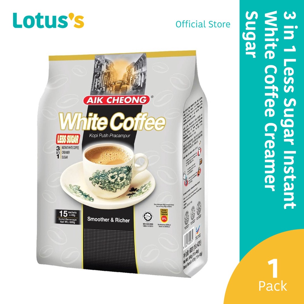 Aik Cheong Less Sugar 3 In 1 Instant White Coffee Creamer Sugar (15 x 40g/600g) | Shopee Malaysia