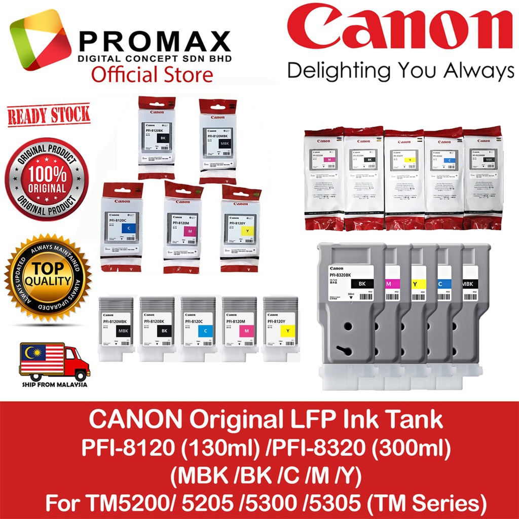 Canon Original LFP Ink Tank PFI-8120 / PFI-8320 (MBK /BK /C/M /Y) consumables catridge for ...