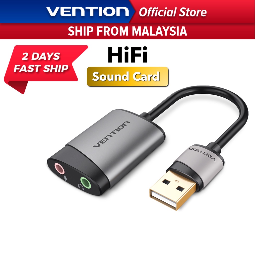 VENTION Sound Card External USB Adapter to Microphone Audio Speaker (3 ...