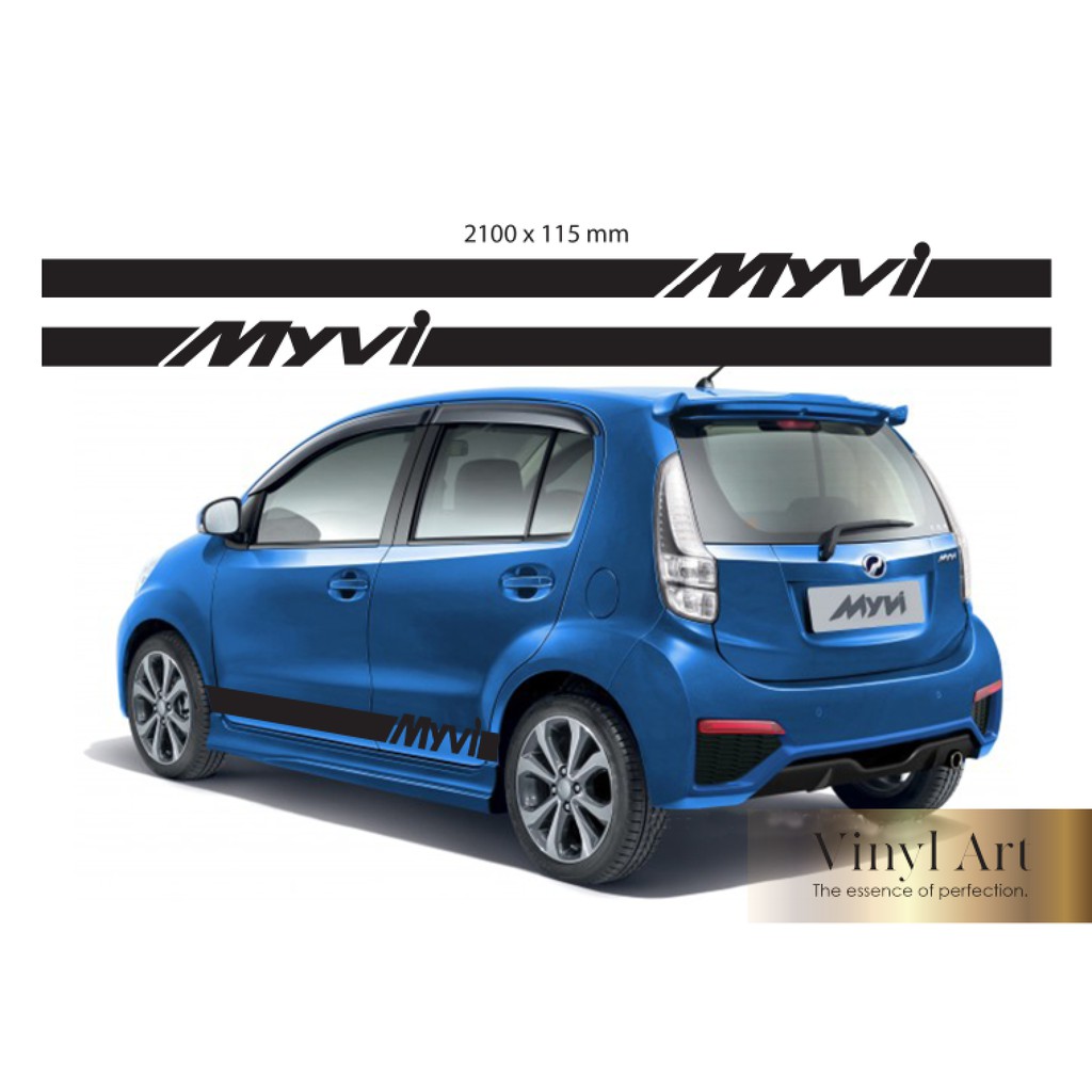 Vinyl_Art Perodua Myvi 2010 Racing Stripe design, Side body line ...