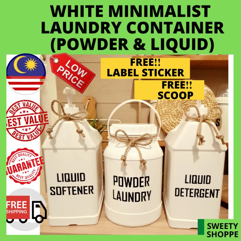 SWEETY White Minimalist Detergent Container Liquid Detergent Powder ...