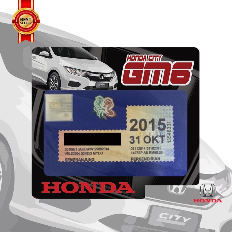 Sticker cukai jalan / roadtax sticker / decal sticker kereta Honda City ...