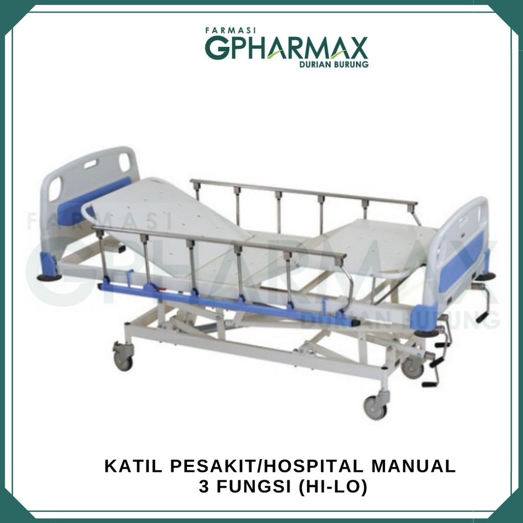 Katil Pesakit/Hospital Manual 3 Fungsi (hi-lo) dan Tilam PVC | Shopee ...