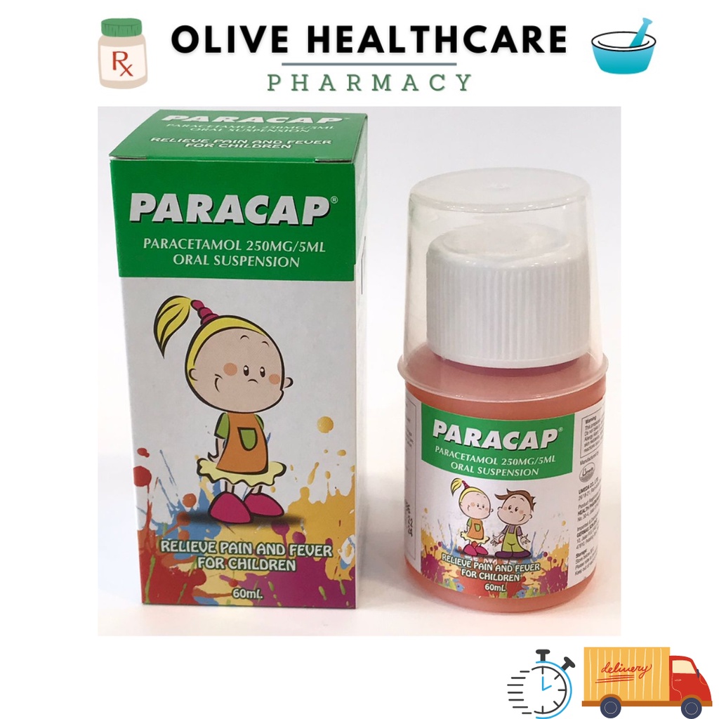 Paracap Paracetamol 250mg/5ml oral suspension 60ml (EXP: 07/2024) - orange flavoured | Shopee ...