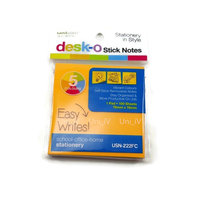 5 Colours Stick On Notes Self Stick 76*76mm 100 sheets Sticky Note USN ...