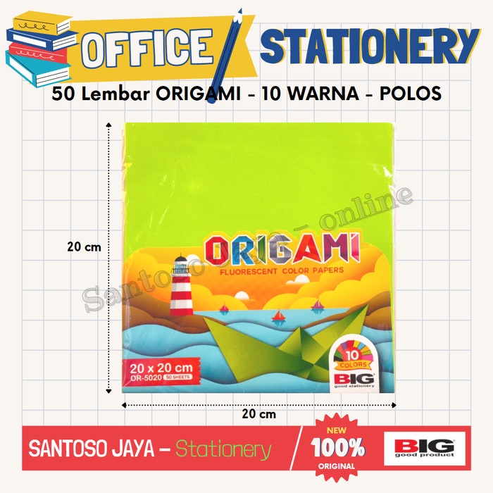 Big Folding Paper 20x20 cm - 50 Origami Plain 2 Sides 10 Colors ...