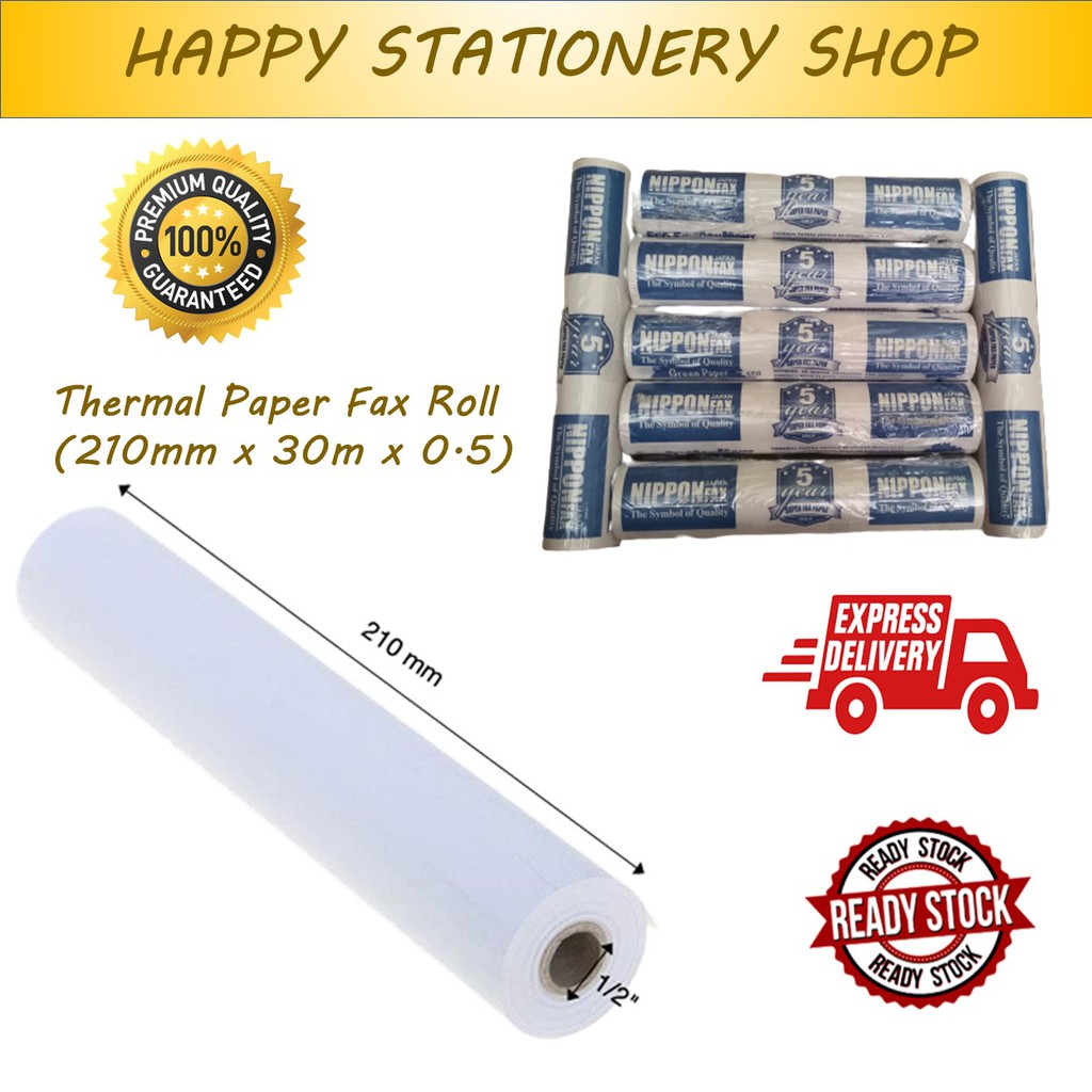 Thermal Paper Fax Roll (210mm x 30m x 0.5) | Shopee Malaysia