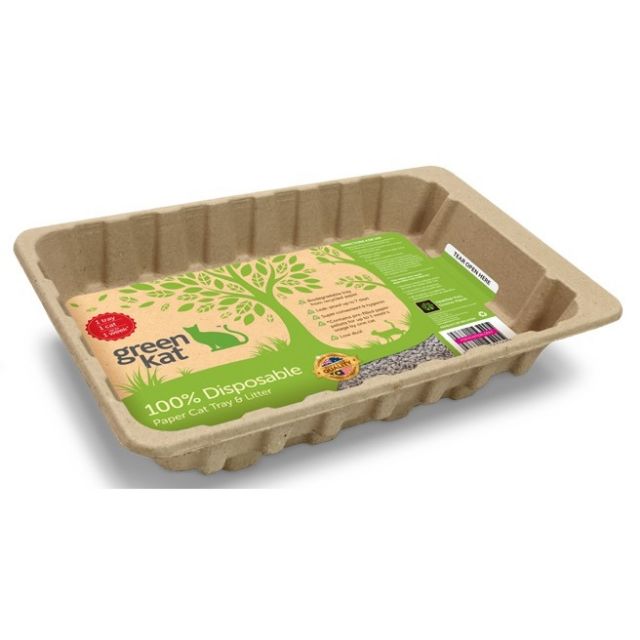 Green Kat Disposable Tray Cat Litter with 3L paper pellets (Ready To ...