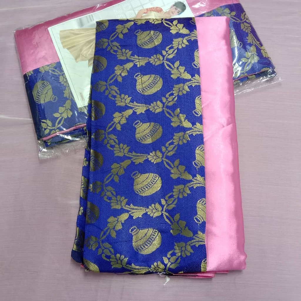 [Ready Stock Malaysia] / Satin Saree With Weaving Blouse / Plain Satin ...