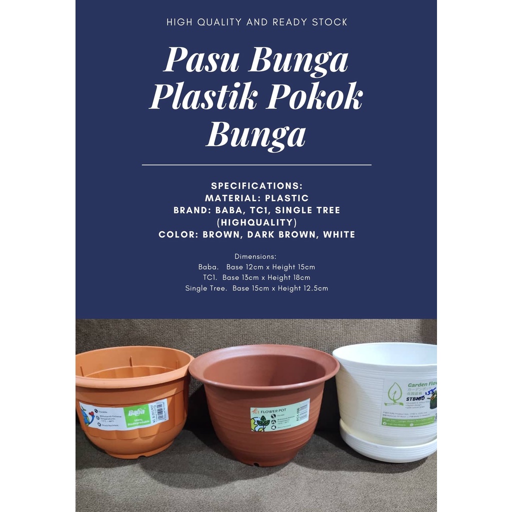 (READY STOCK) HIGH QUALITY PLASTIC FLOWER POT PASU PLASTIK POKOK BUNGA ...