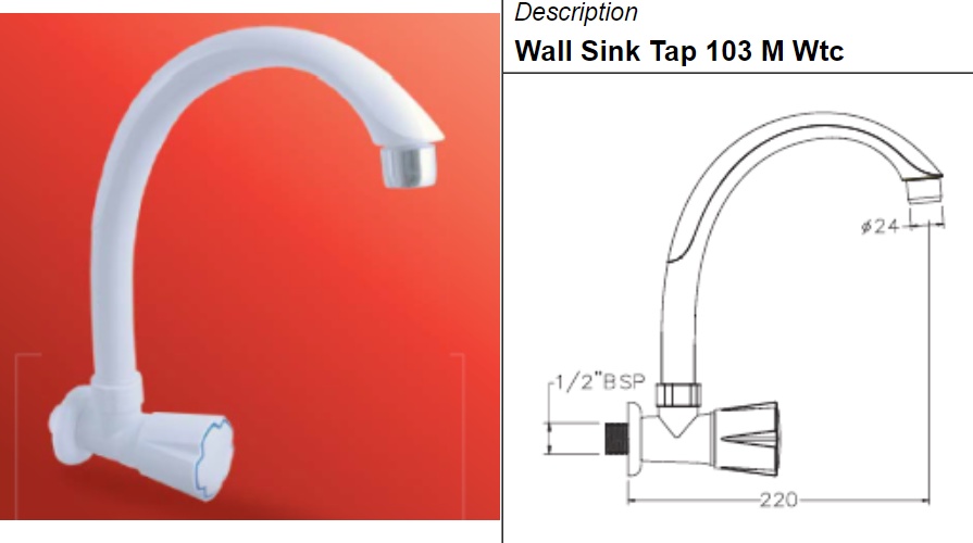 WATERTEC 15mm SINK TAP MONACO WHITE / KEPALA PIPE AIR PVC Buatan ...