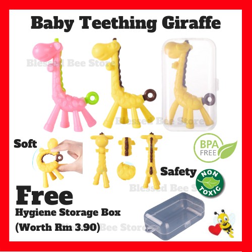 Baby teether Giraffe Teether Food Grade Silicon Teething Toy BPA Free ...