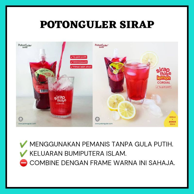 KORDIAL SIRAP / SIRAP ROS / SIRAP ROSE / POTONGULER SIRAP / NO SUGAR ...